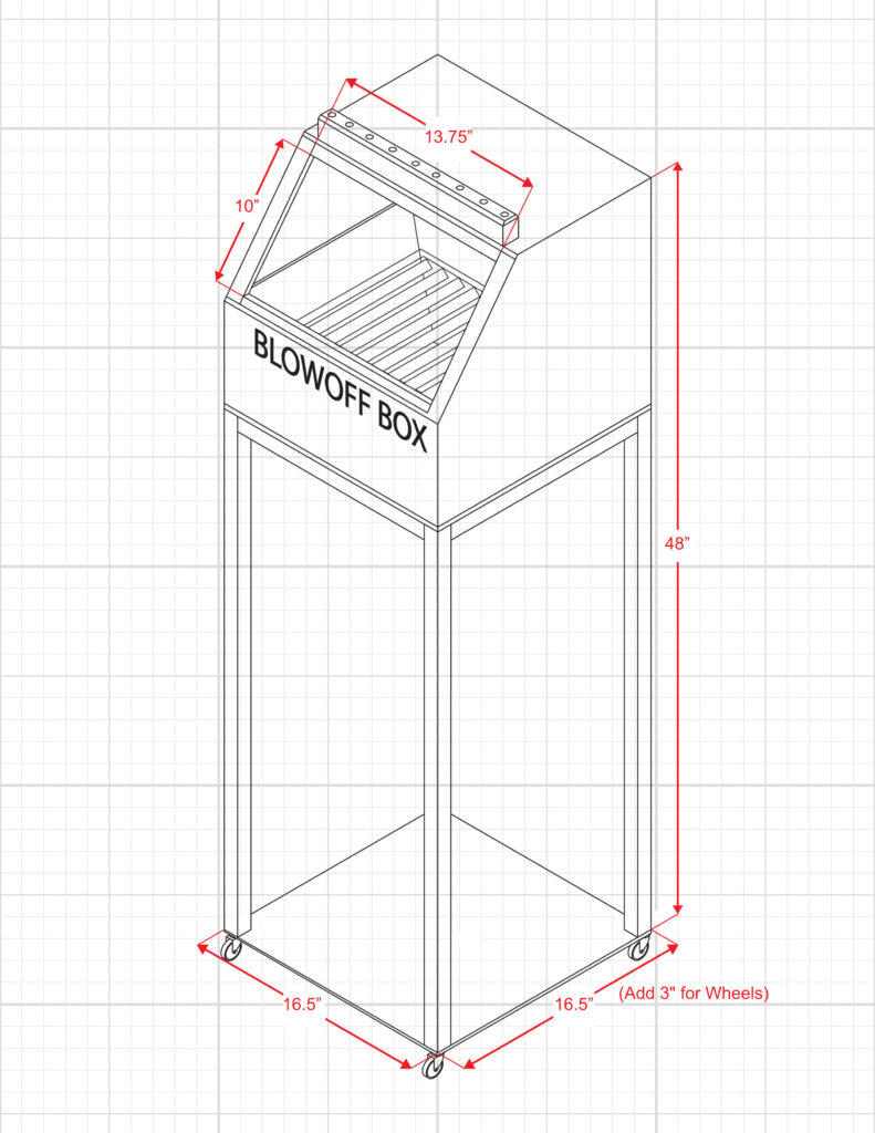Mist Containment Station Drawing Dimensions - ASC Air Cleaning